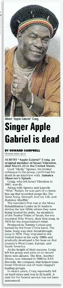 Singer Apple Gabriel is dead - PressReader