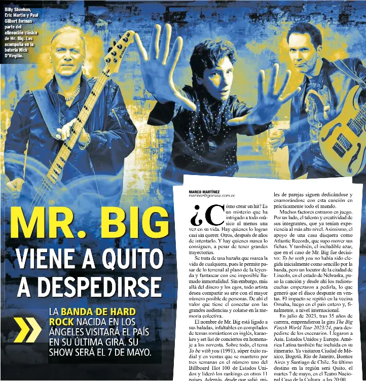 MR. BIG VIENE A QUITO A DESPEDIRSE - PressReader