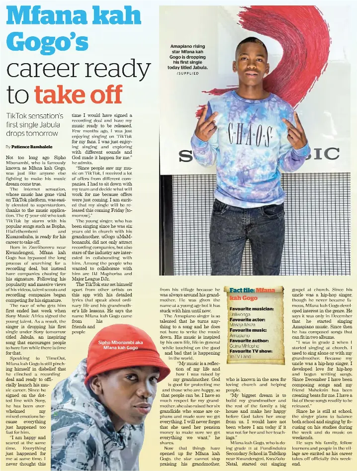 Mfana kah Gogo’s career ready to take off - PressReader