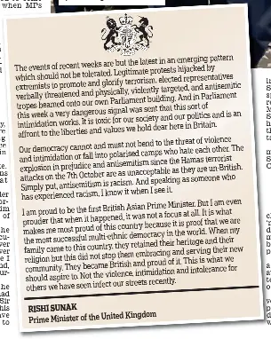 Sunak: We will not bend to violence - PressReader