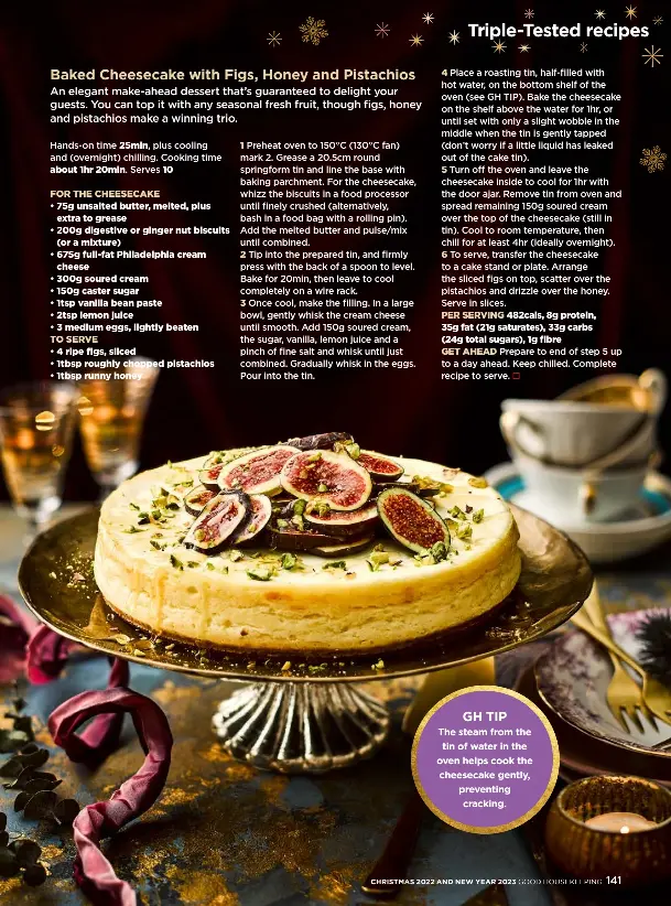 Baked Cheesecake with Figs, Honey and Pistachios - PressReader