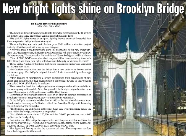 New bright lights shine on Brooklyn Bridge - PressReader
