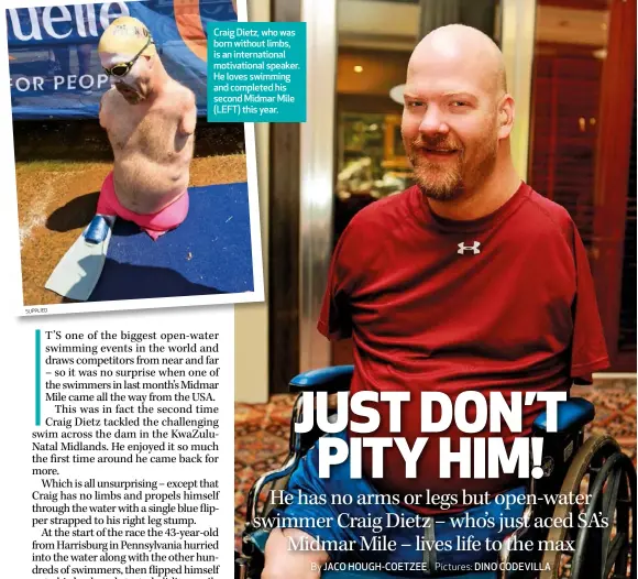 Limbless man swims Midmar Mile. - PressReader