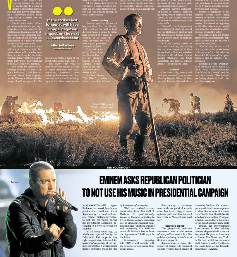 Venice hopes strong film lineup eclipses missing stars - PressReader