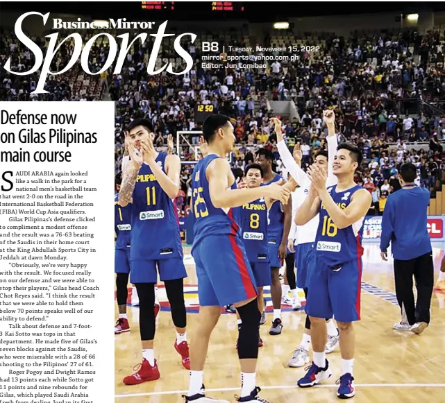 Defense now on Gilas Pilipinas main course - PressReader
