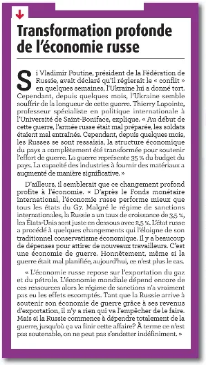 Transforma­tion profonde de l’économie russe - PressReader