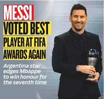 MESSI VOTED BEST PLAYER AT FIFA AWARDS AGAIN - PressReader