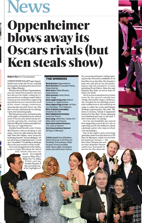Oppenheime­r blows away its Oscars rivals (but Ken steals show) - PressReader