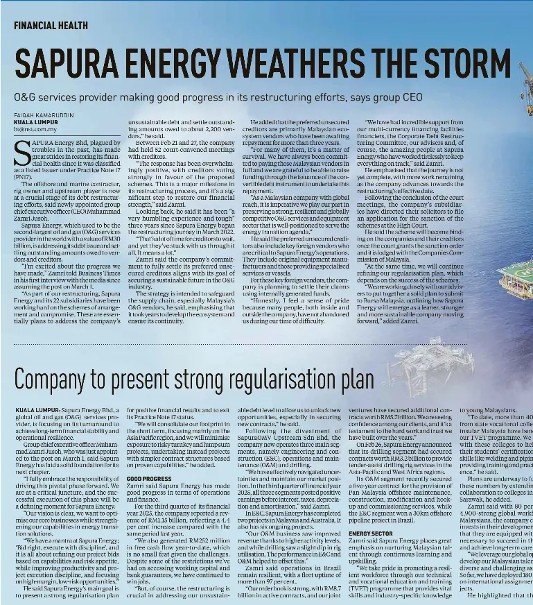 SAPURA ENERGY WEATHERS THE STORM - PressReader