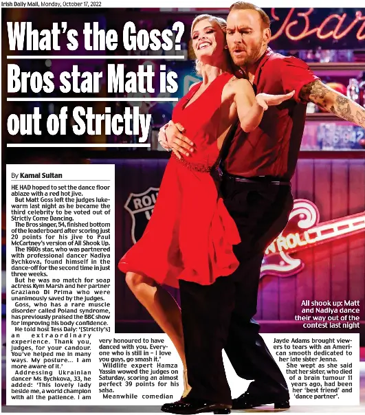What’s the Goss? Bros star Matt is out of Strictly - PressReader