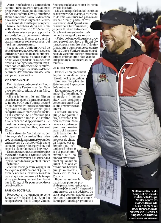 Un entraîneur du Rouge et Or conjuguera la finance et le sport ...
