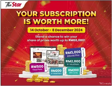 Subscriber­s stand to win prizes worth RM68,000 - PressReader