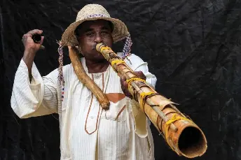 Sudan traditiona­l wind instrument trumpets harvest time - PressReader