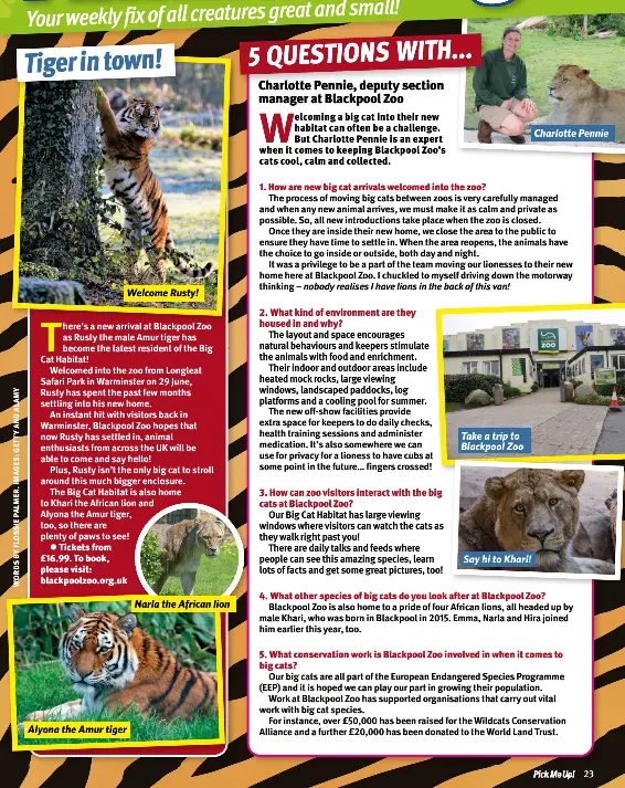 Animal magic 5 QUESTIONS WITH… Charlotte Pennie, deputy section manager at Blackpool Zoo ...
