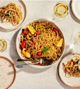 Charred Chilli Oil Squid & Prawn Spaghetti - PressReader