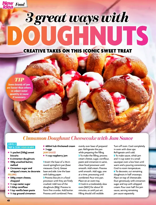 Cinnamon Doughnut Cheesecake with Jam Sauce - PressReader