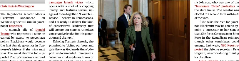 Trump ally Marsha Blackburn launches bid for governor of Tennessee ...