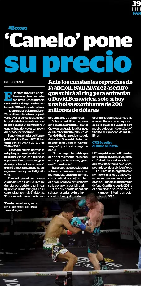 ‘Canelo’ pone su precio - PressReader