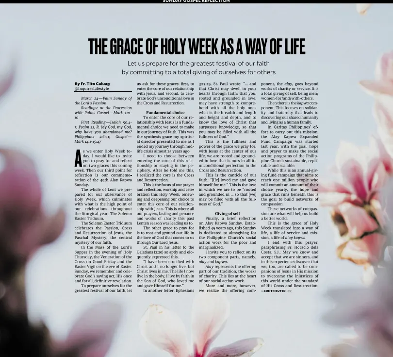 THE GRACE OF HOLY WEEK AS A WAY OF LIFE - PressReader