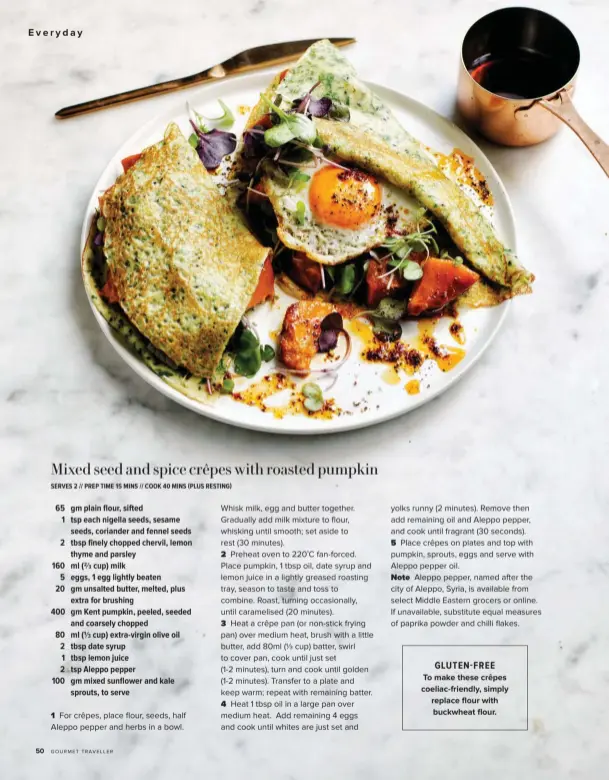 Mixed seed and spice crêpes with roasted pumpkin - PressReader