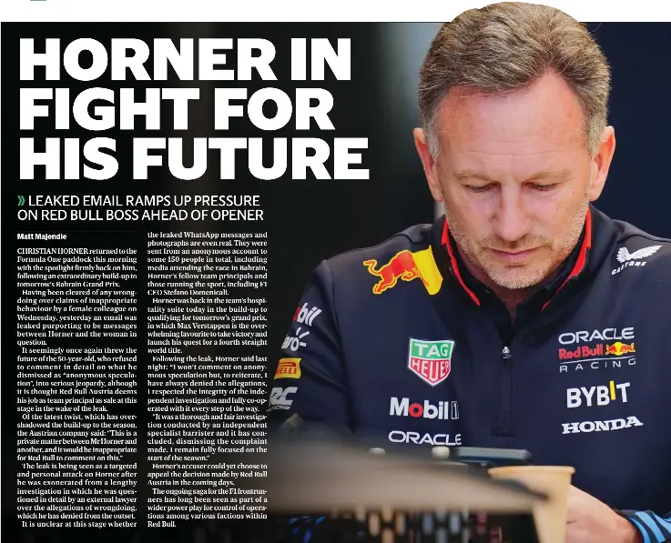 HORNER IN FIGHT FOR HIS FUTURE - PressReader