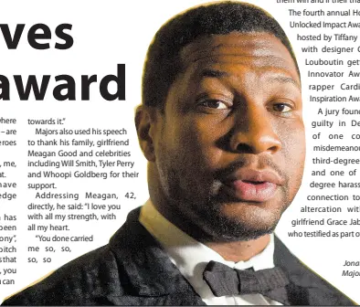 Embattled Jonathan Majors receives perseveran­ce award - PressReader