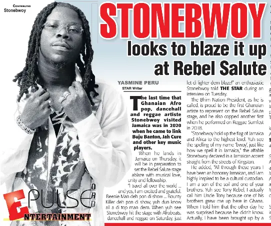 STONEBWOY looks to blaze it up at Rebel Salute - PressReader