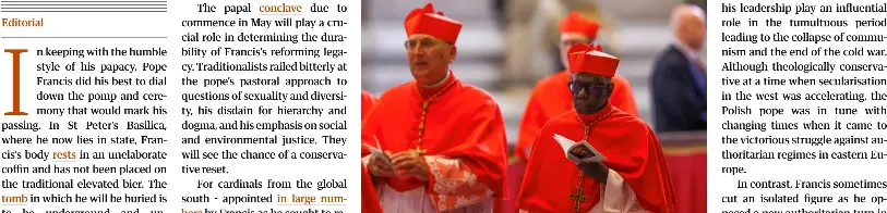 The Guardian view on the coming papal conclave: Catholics at a crossroads - PressReader