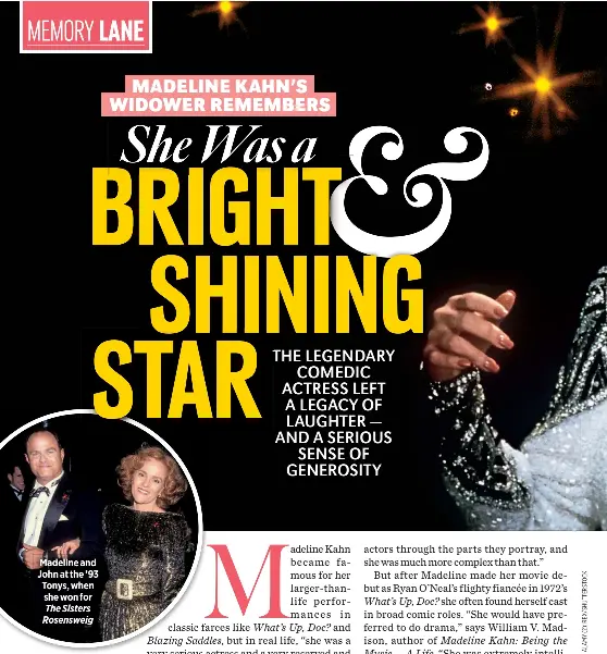 The Young Frankenste­in star’s widower opens up about her life of generosity. - PressReader