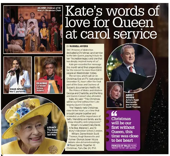 Kate’s words of love for Queen at carol service - PressReader