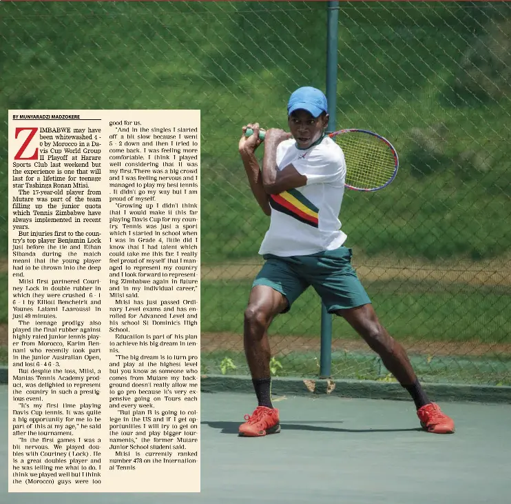Tennis prodigy Mtisi basks in Davis Cup debut - PressReader