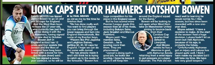 LIONS CAPS FIT FOR HAMMERS HOTSHOT BOWEN - PressReader