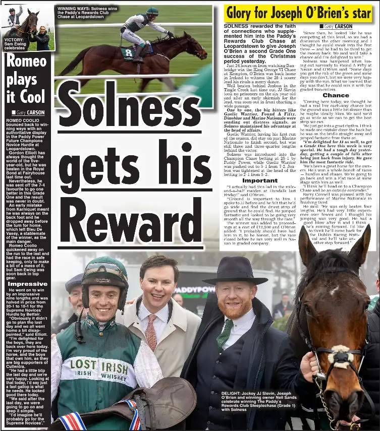 SOLNESS GETS HIS REWARD - PressReader