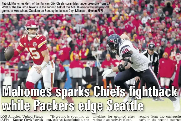 Mahomes sparks Chiefs fightback while Packers edge Seattle - PressReader