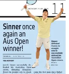 Sinner once again an Aus Open winner! - PressReader
