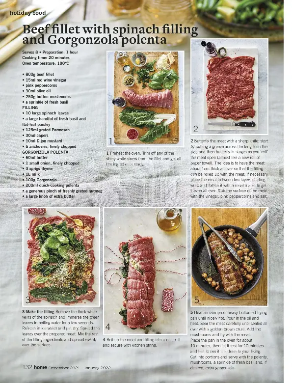 Beef fillet with spinach filling polenta - PressReader