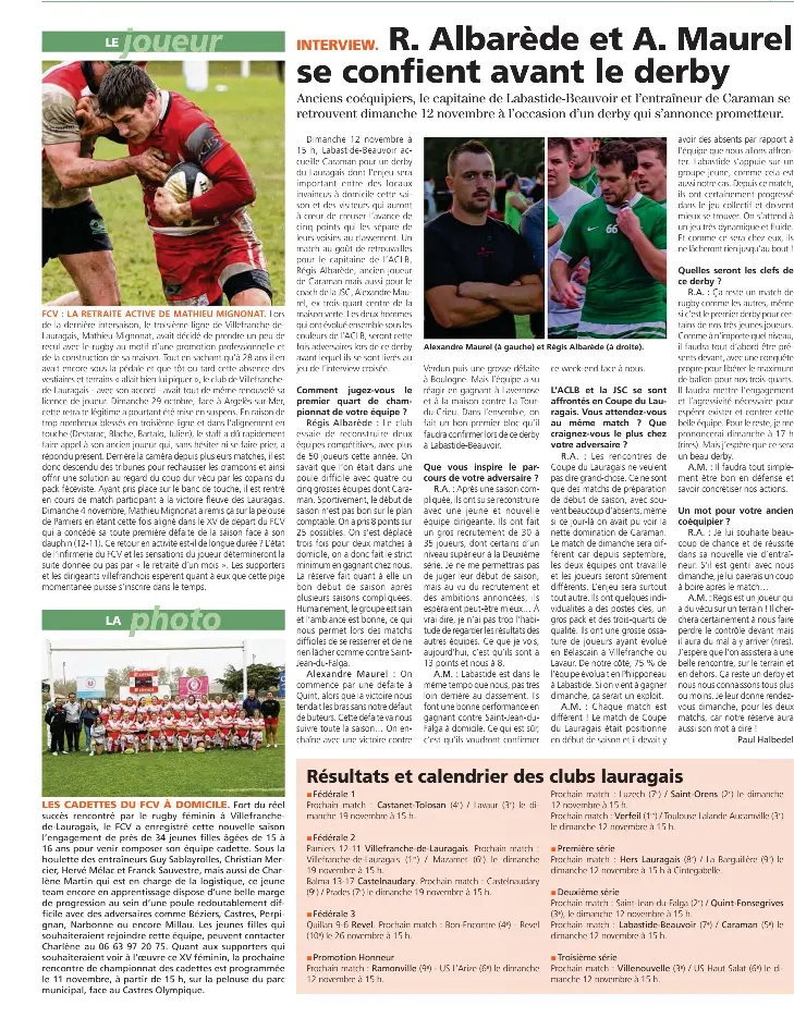R. Albarède et A. Maurel se confient avant le derby - PressReader