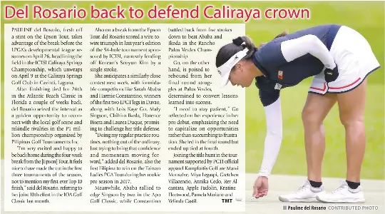 Del Rosario back to defend Caliraya crown - PressReader