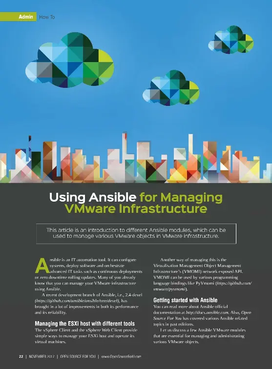 Using Ansible for Managing VMware Infrastruc­ture - PressReader