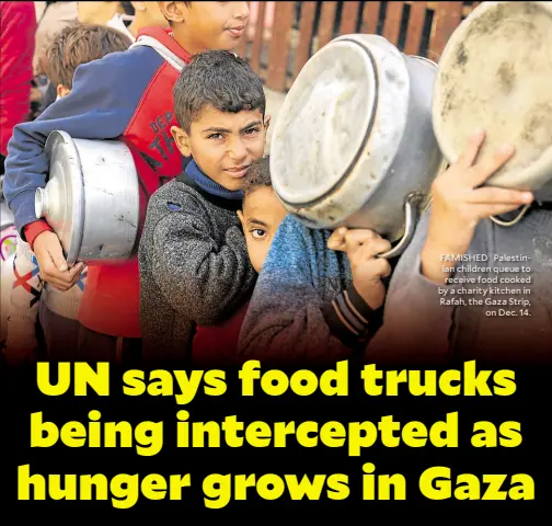 UN says food trucks being intercepte­d as hunger grows in Gaza - PressReader