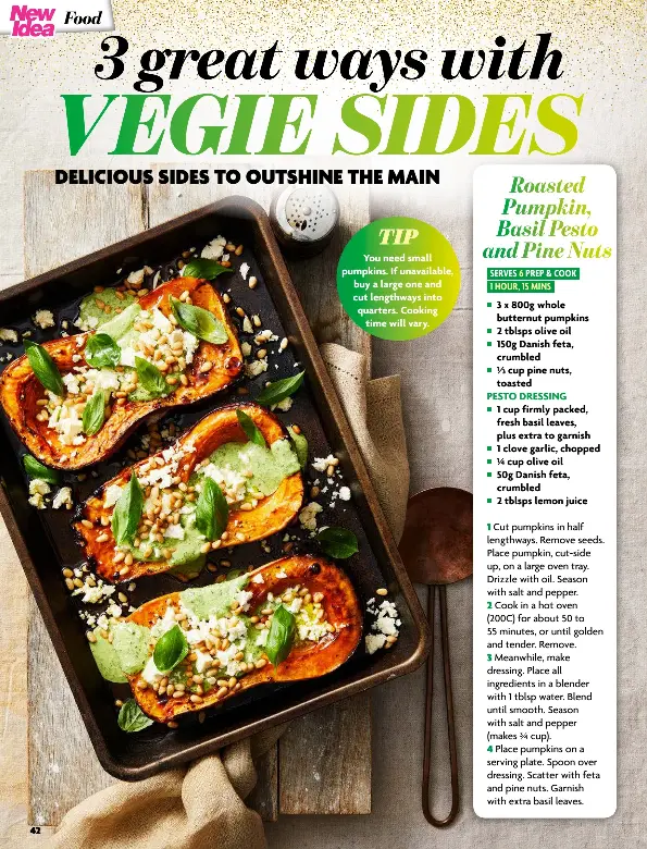 Roasted Pumpkin, Basil Pesto and Pine Nuts - PressReader