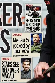 RONNIE AIMS ‘BLACKMAIL’ ROCKET AT SNOOKER BOSSES - PressReader