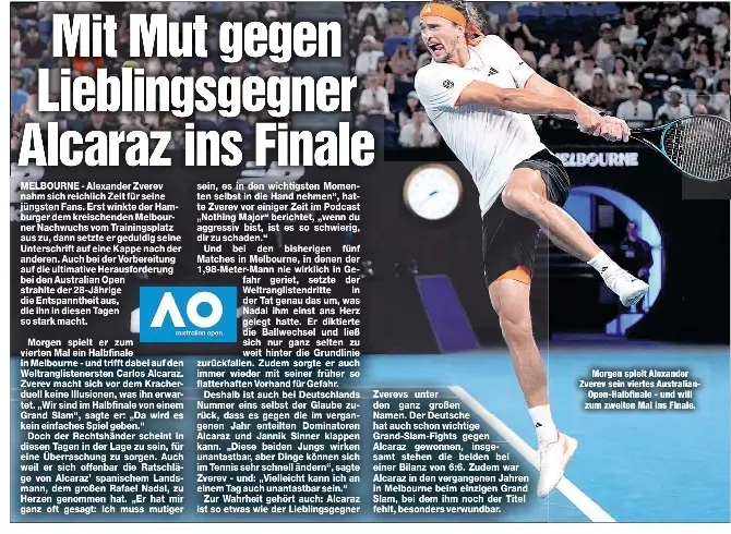 MitMutgege­n Lieblingsg­egner Alcaraz ins Finale - PressReader