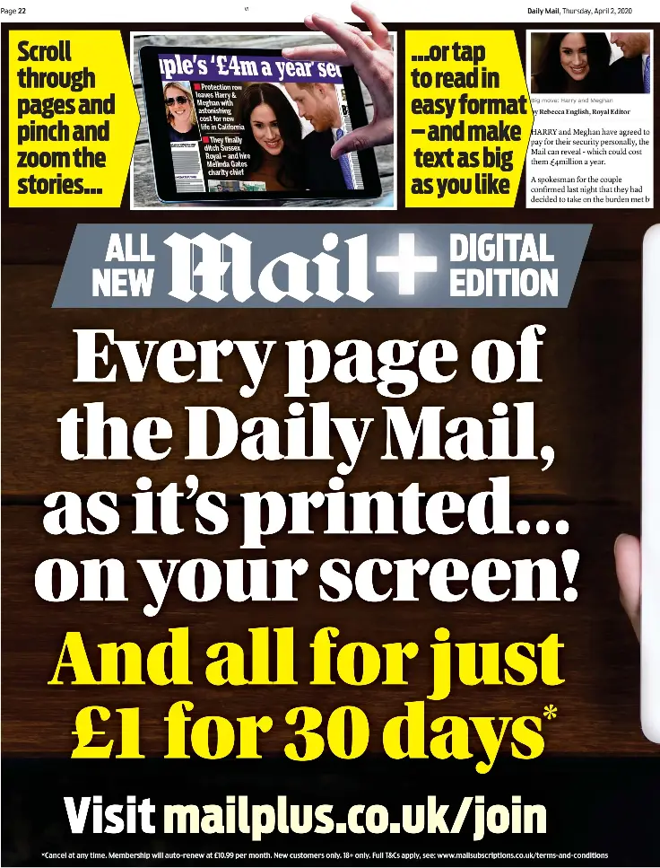 Every page of the Daily Mail, as it’s printed... on your screen ...