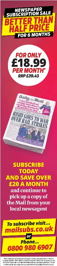 Get this newspaper FOR ONLY 53p Subscribe at mailsubs.co.uk - PressReader