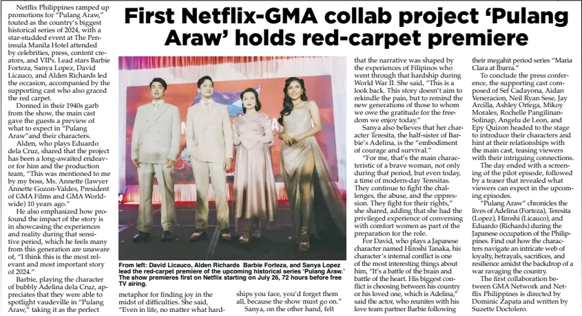 First Netflix-GMA collab project ‘Pulang Araw’ holds red-carpet premiere - PressReader