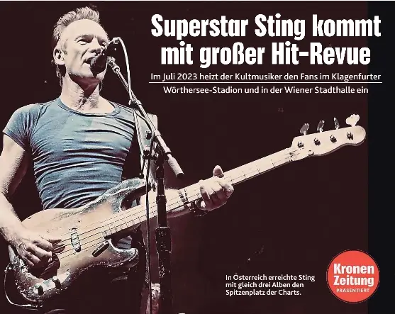 Superstar Sting kommt mit großer Hit-Revue - PressReader