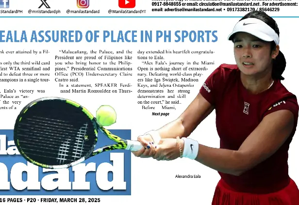WIN OR LOSE, ALEX EALA ASSURED OF PLACE IN PH SPORTS - PressReader