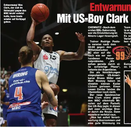 Entwarnung vorm EC-Duell Mit US-Boy Clark nach Bamberg - PressReader