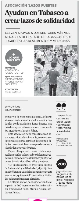 Ayudan en Tabasco a crear lazos de solidarida­d - PressReader